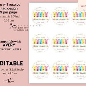 Editable Easter Treats Gift Tags Canva Template. Printable Circle ...