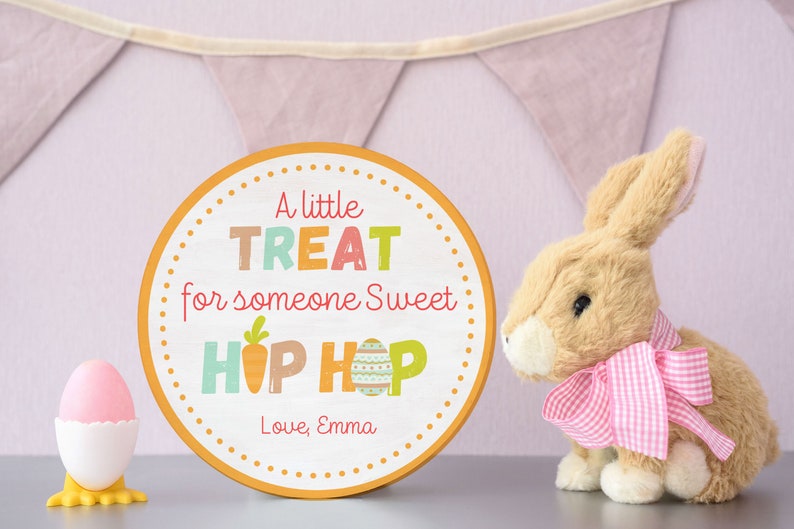 Printable Easter Treats Gift Tags Canva Template. Editable Circle ...