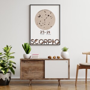 Scorpio Printable Zodiac Sign Poster. Digital DOWNLOAD Scorpio Wall Art ...