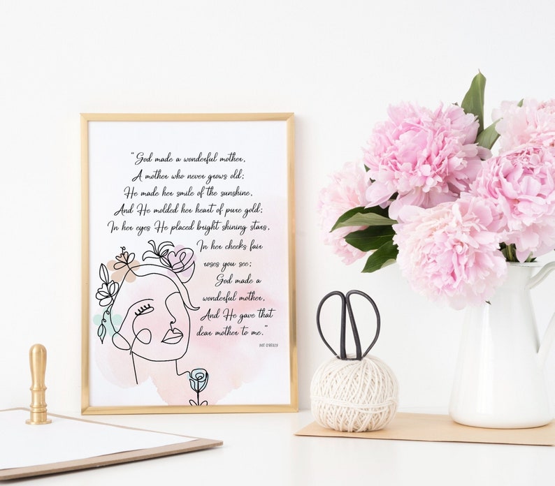 Wonderful Mother Poem for Mom. Printable Mother's Day Gift - Etsy