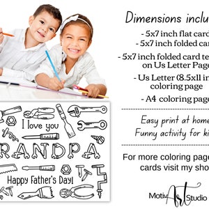 Grandpa Fathers Day Coloring Card for Kids Instant Download. Printable ...