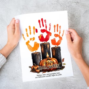 Halloween Handprint Art Instant Download. Printable Halloween Candle ...
