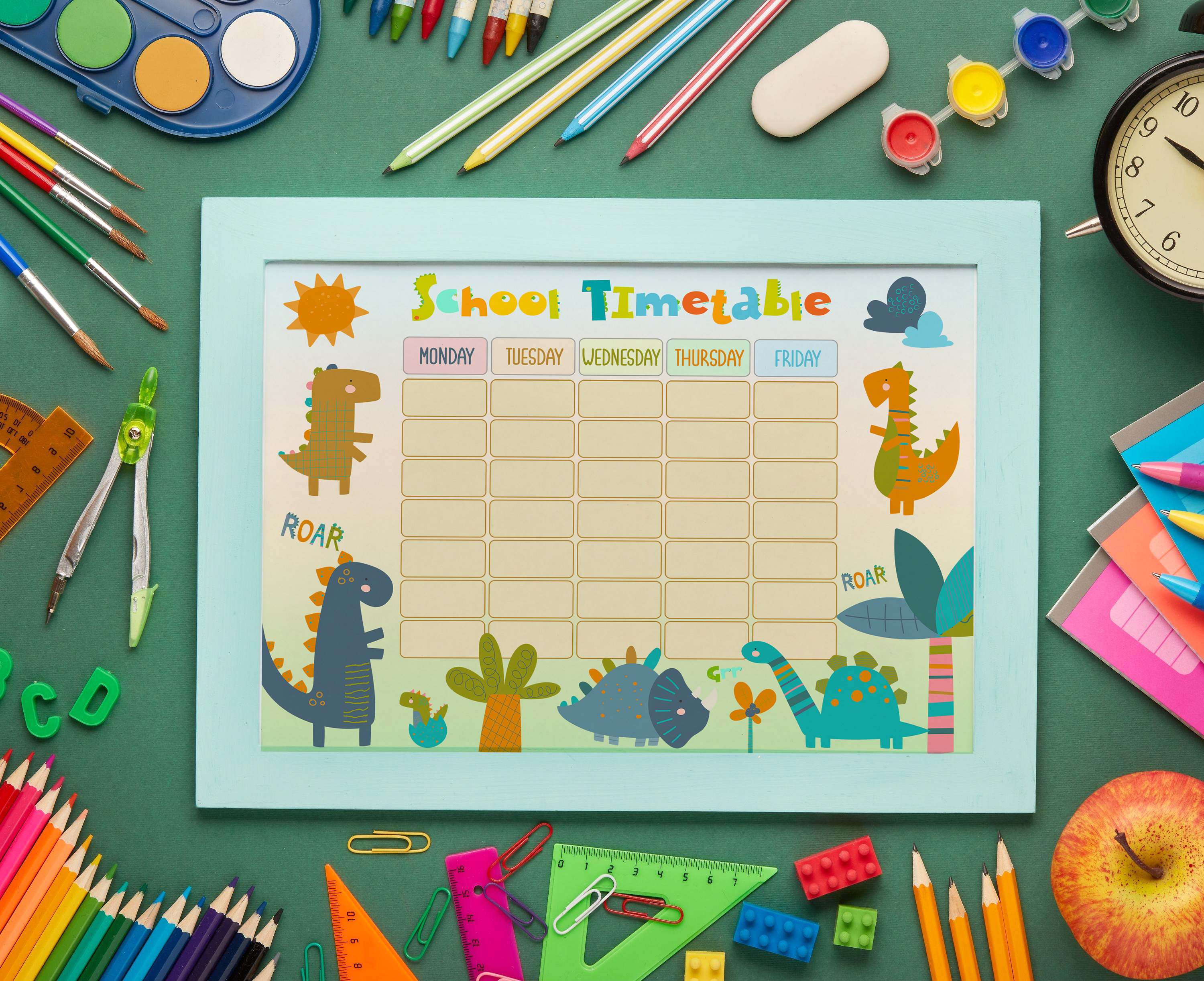 Dinosaur School Timetable: Printable Kids Class Schedule (digital ...