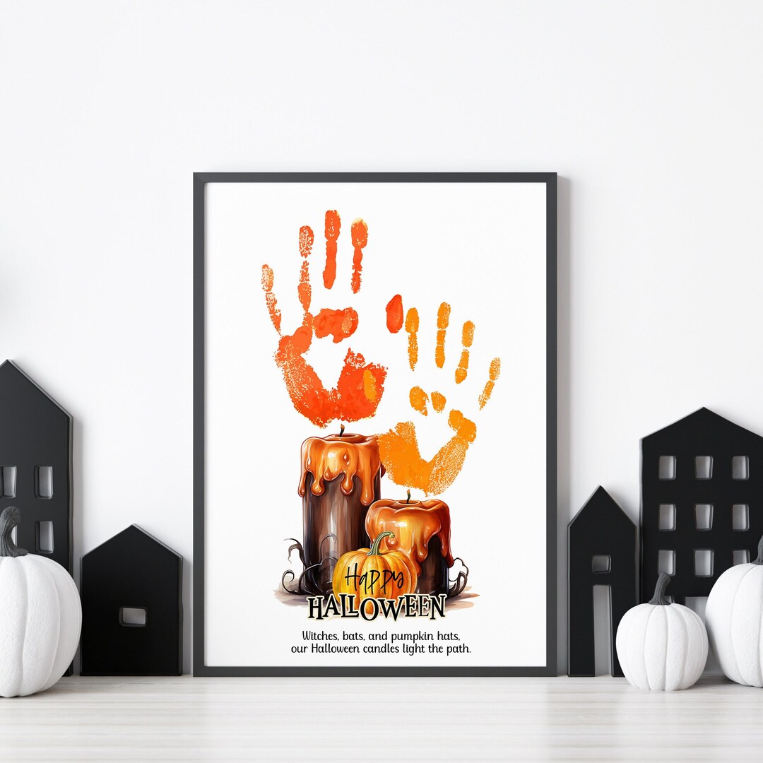 Printable Halloween Candle Handprint Craft Activity for Kids. Halloween ...