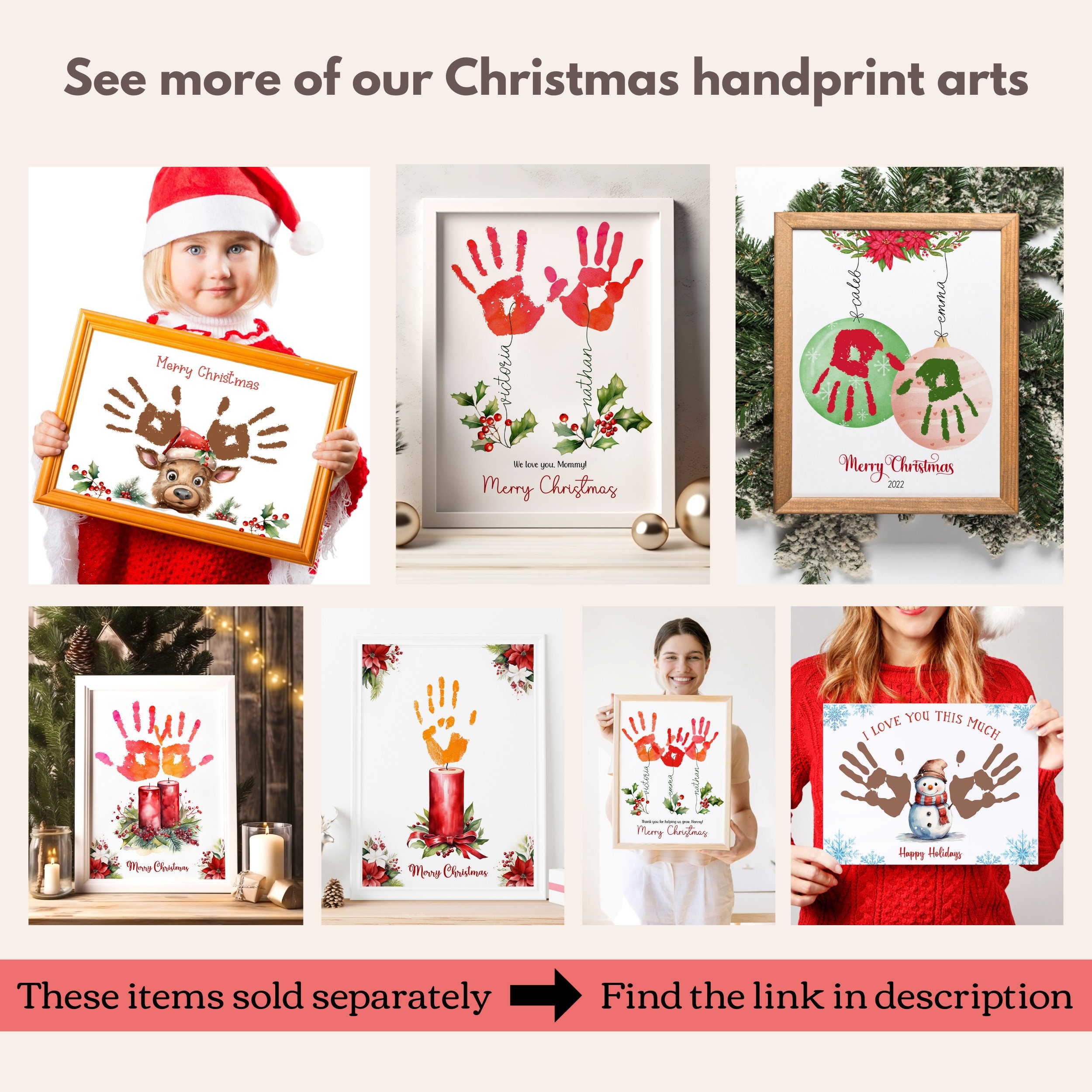 Personalized Christmas Handprint Art Ornament Gift for Mom, Grandma ...