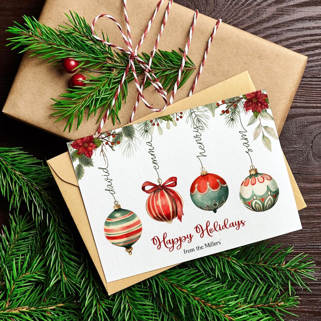 Personalized Vintage Inspired Christmas Cards. Printable Family Name ...