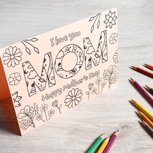 Printable Mothers Day Coloring Card for Kids. DIY Mothers Day Gift ...