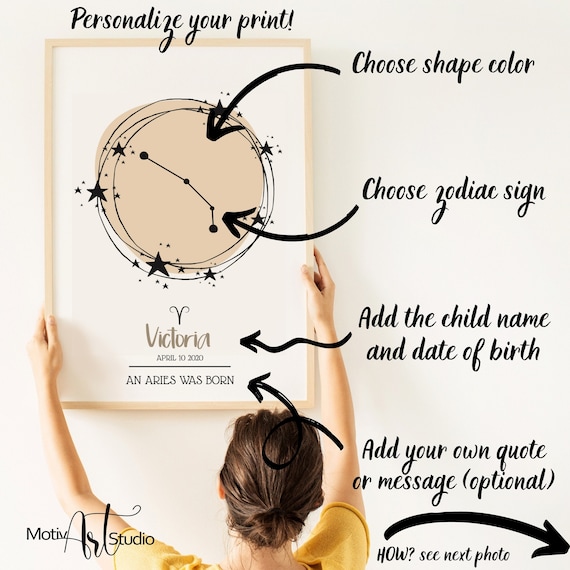 Custom Zodiac Sign Poster for Baby. Newborn Star Sign Birth | Etsy