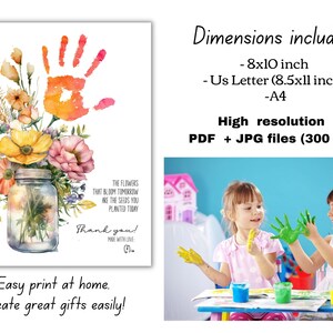 Teacher Appreciation Gift Handprint Art Printable, Watercolor Flower ...