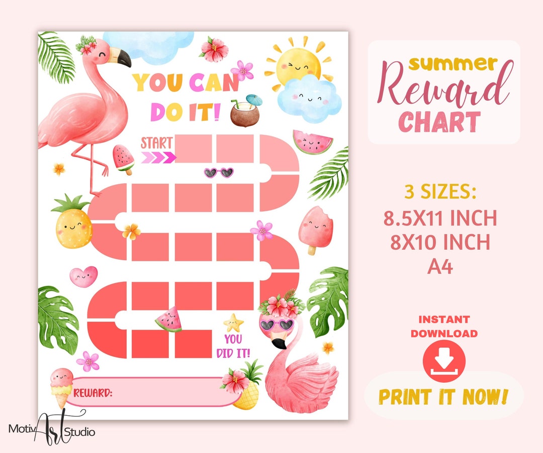 Summer Reward Chart Instant Download. Printable Chore Chart for Kids ...