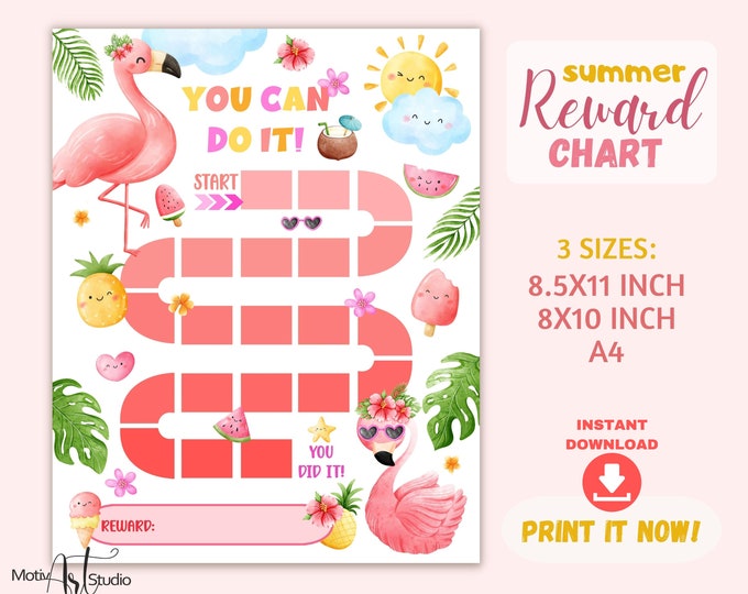 Printable Beach Reward Chart: Summer Chore Tracker (digital Download ...