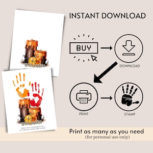 Printable Halloween Candle Handprint Craft Activity for Kids. Halloween ...