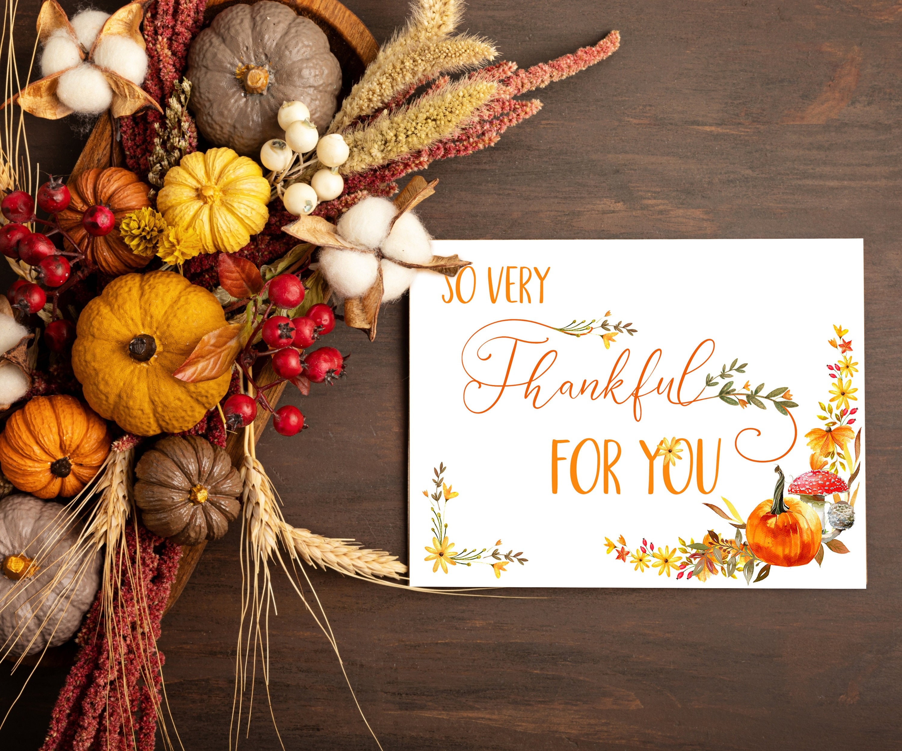 Printable Thankful for You Thanksgiving Card. Instant Digital - Etsy