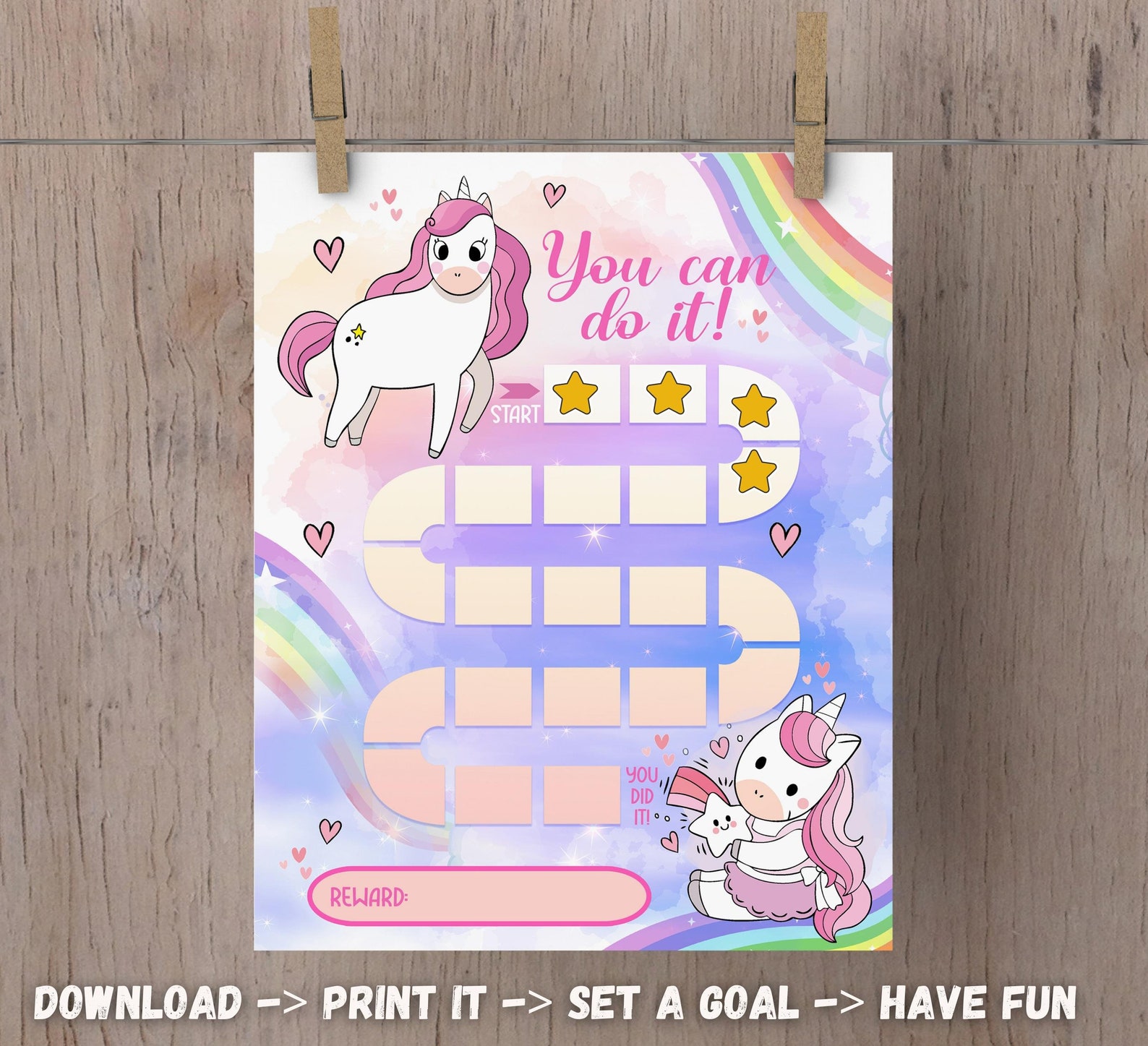 Unicorn Reward Chart for Kids, Printable Chore Chart (digital Download ...