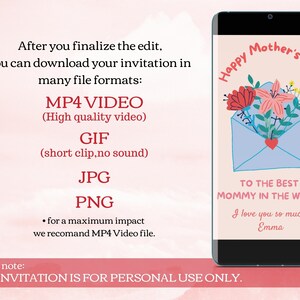 Animated Mother's Day Card Template. Editable Mothers Day Video Card ...