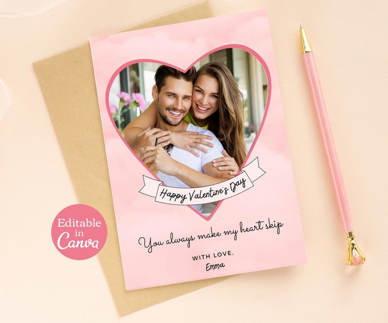 Editable Valentine Card Template. Printable Valentines Day - Etsy