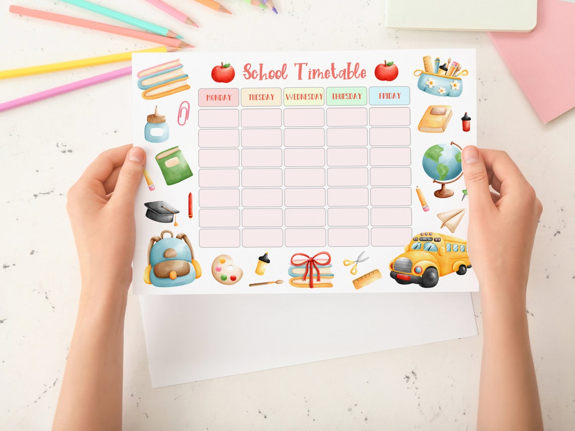 Printable School Timetable Instant Download. Back to School - Etsy