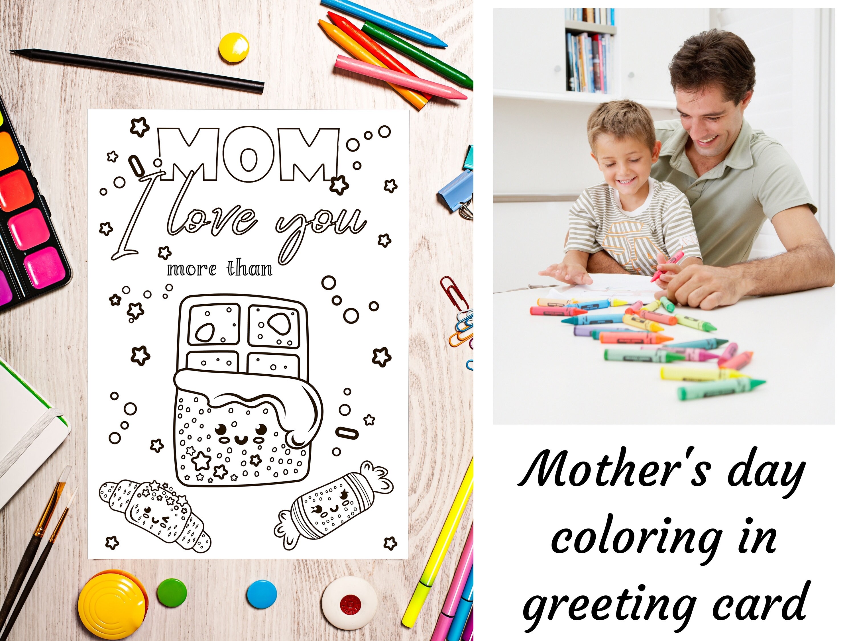 10 Mother's Day Coloring Cards for Kids. Coloring Pages and Printable ...