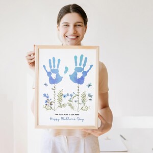 Personalized Mother's Day Handprint Art or Mom Birthday Gift. Flower ...