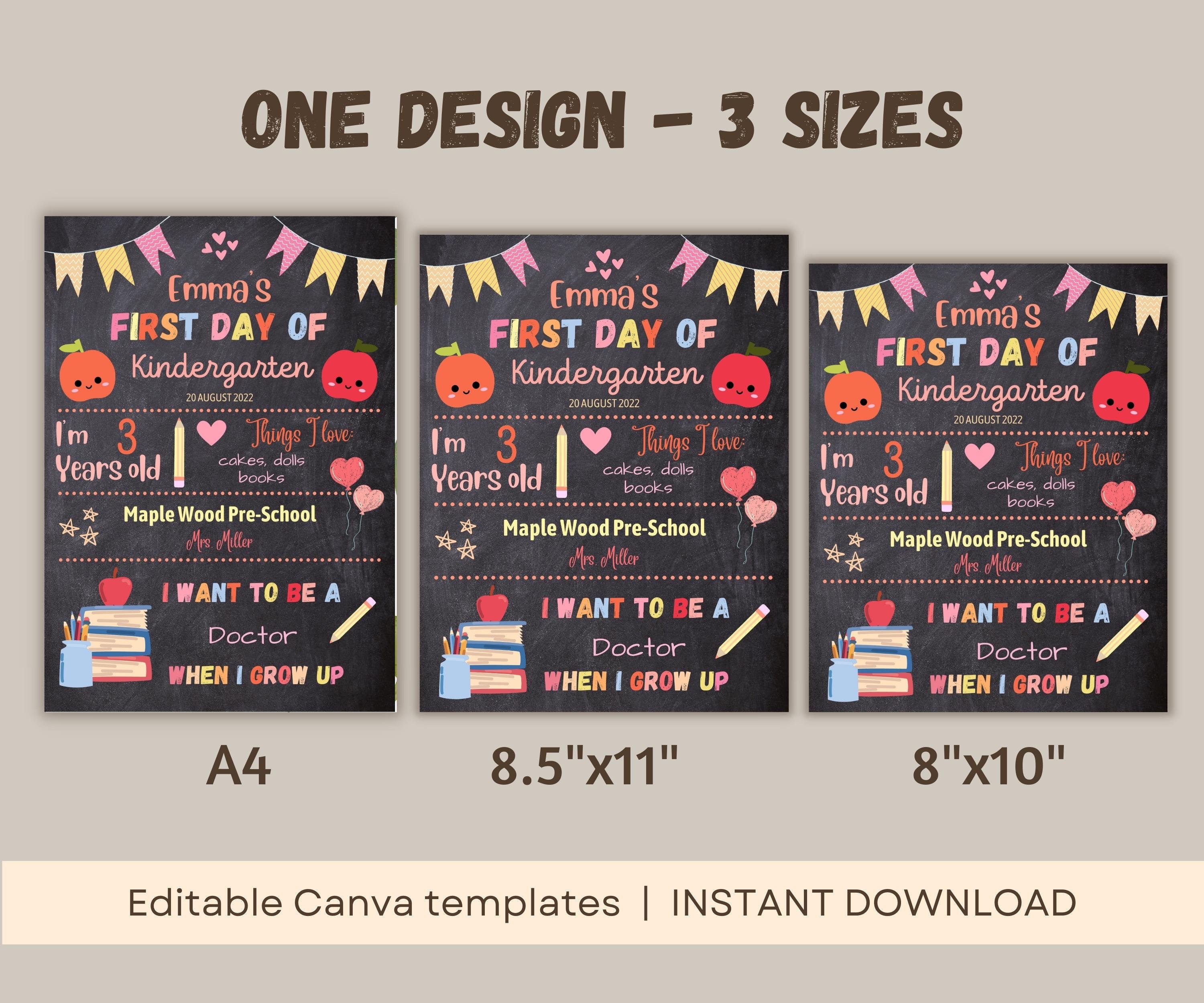 First Day of Preschool Editable Template for Girls. Back to - Etsy