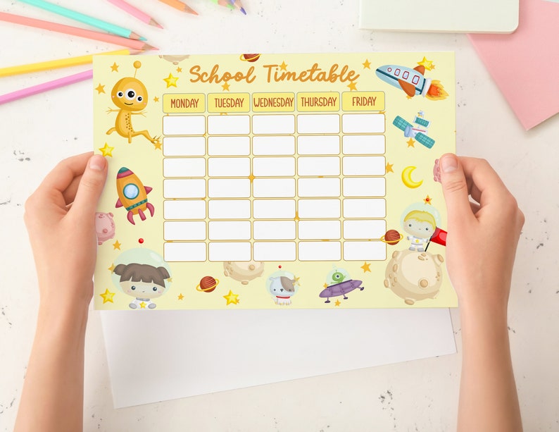 Space Theme School Timetable Instant Download. Printable Back - Etsy