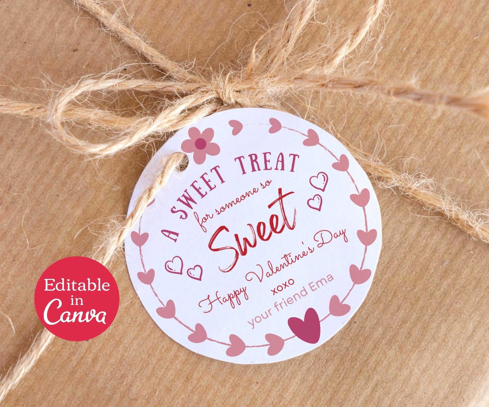Editable Valentine Sweet Treat Favor Tags Canva Template. | Etsy