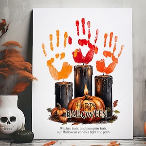Halloween Handprint Art Instant Download. Printable Halloween Candle ...