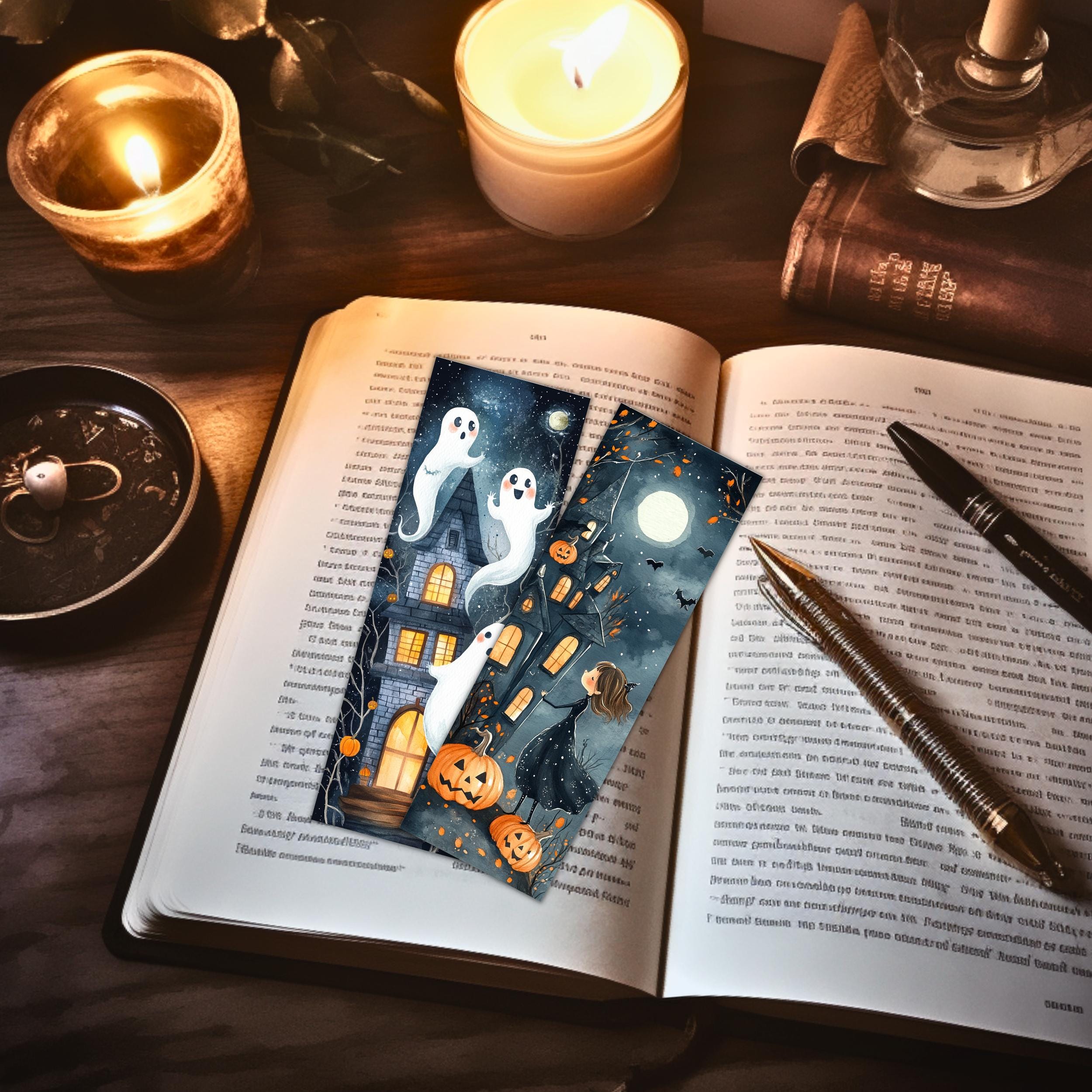 Cute Halloween Bookmarks Set, Watercolor Style (PDF & PNG) - Etsy