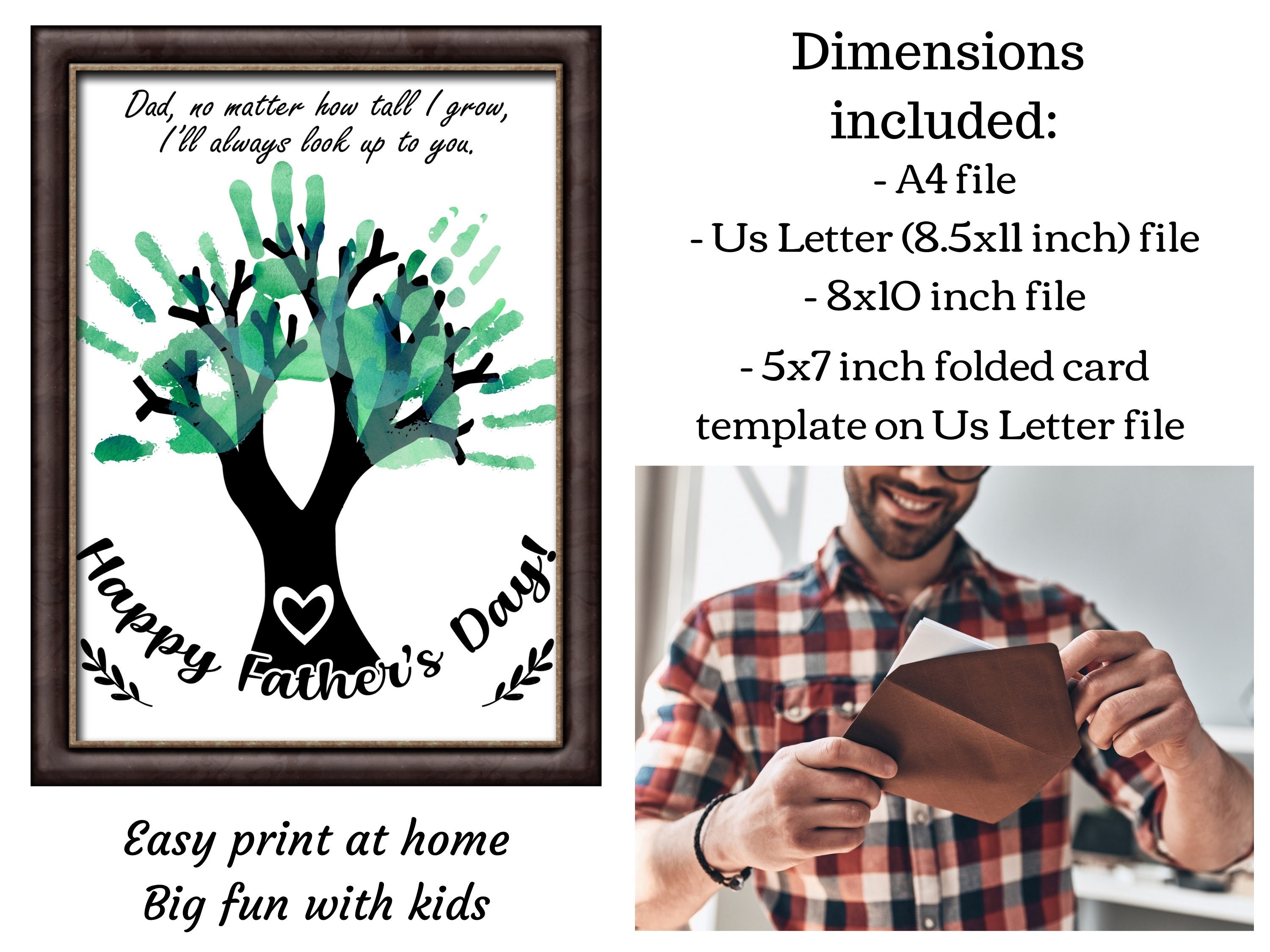 Printable Fathers Day Handprint Gift From Kids. Fingerprint - Etsy ...