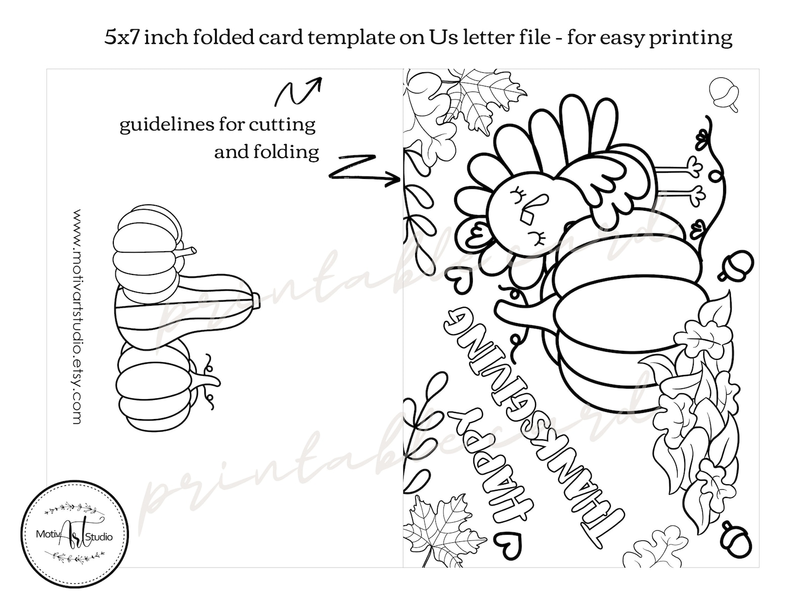 Printable Thanksgiving Turkey Coloring Card and Coloring Page - Etsy