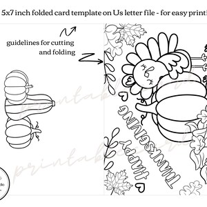 Printable Thanksgiving Turkey Coloring Card and Coloring Page for Kids ...