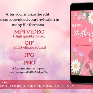Editable Animated Mother's Day Card Template. Mothers Day Video Card ...