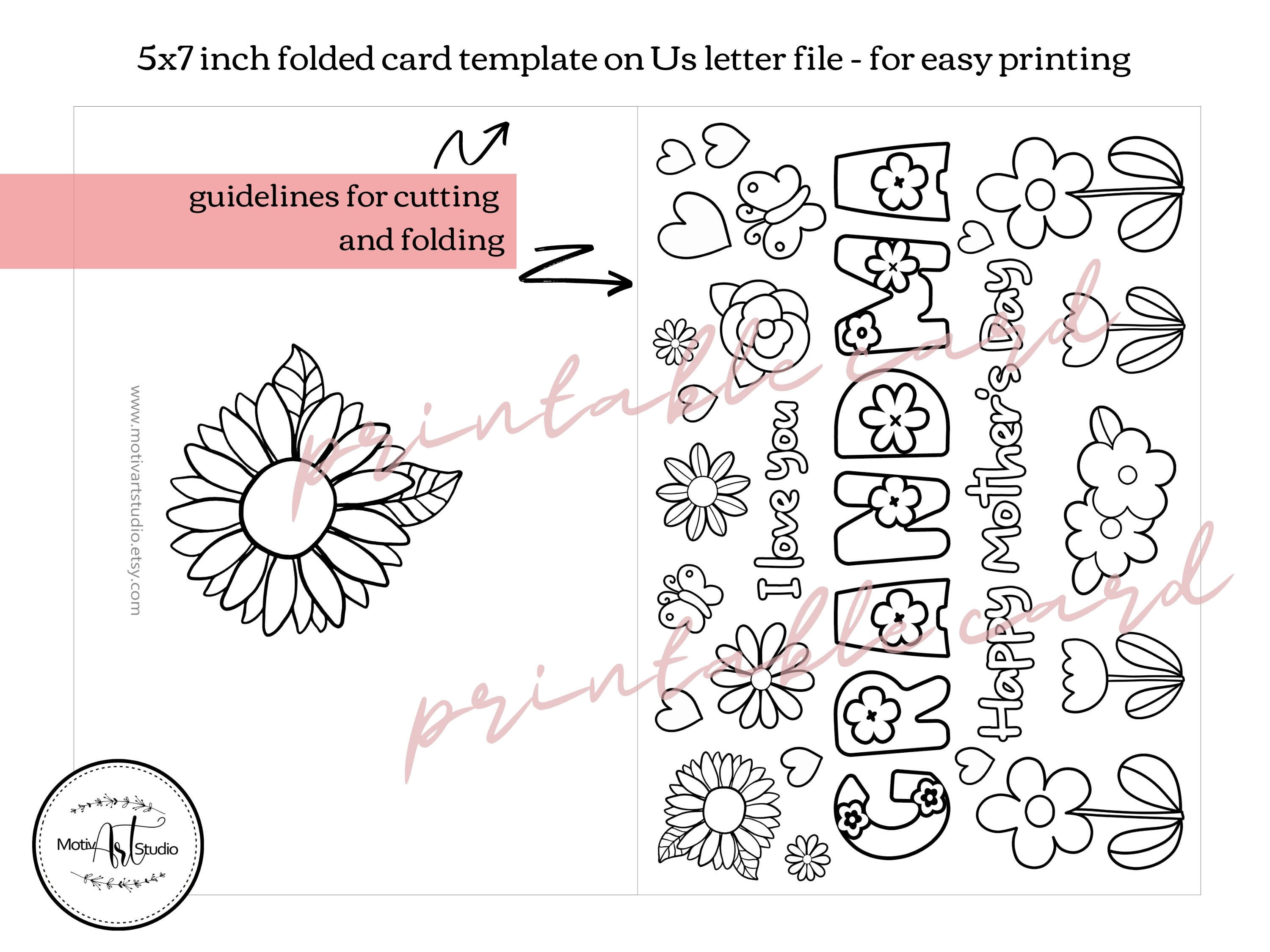 Printable Grandma Mothers Day Coloring Card for Kids. Mothers Day DIY ...