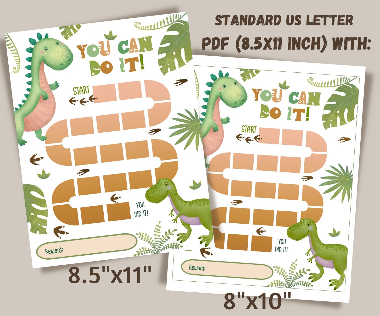 Printable Dinosaur Kids Reward Chart. Cute Kids Sticker Chart | Etsy