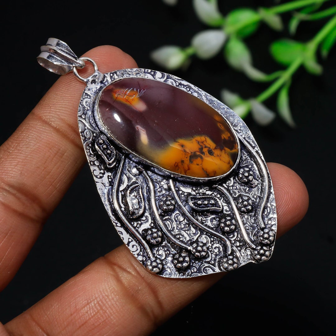 Rare Mookaite Pendant, Gemstone Pendant, Multicolor Pendant, 925 ...