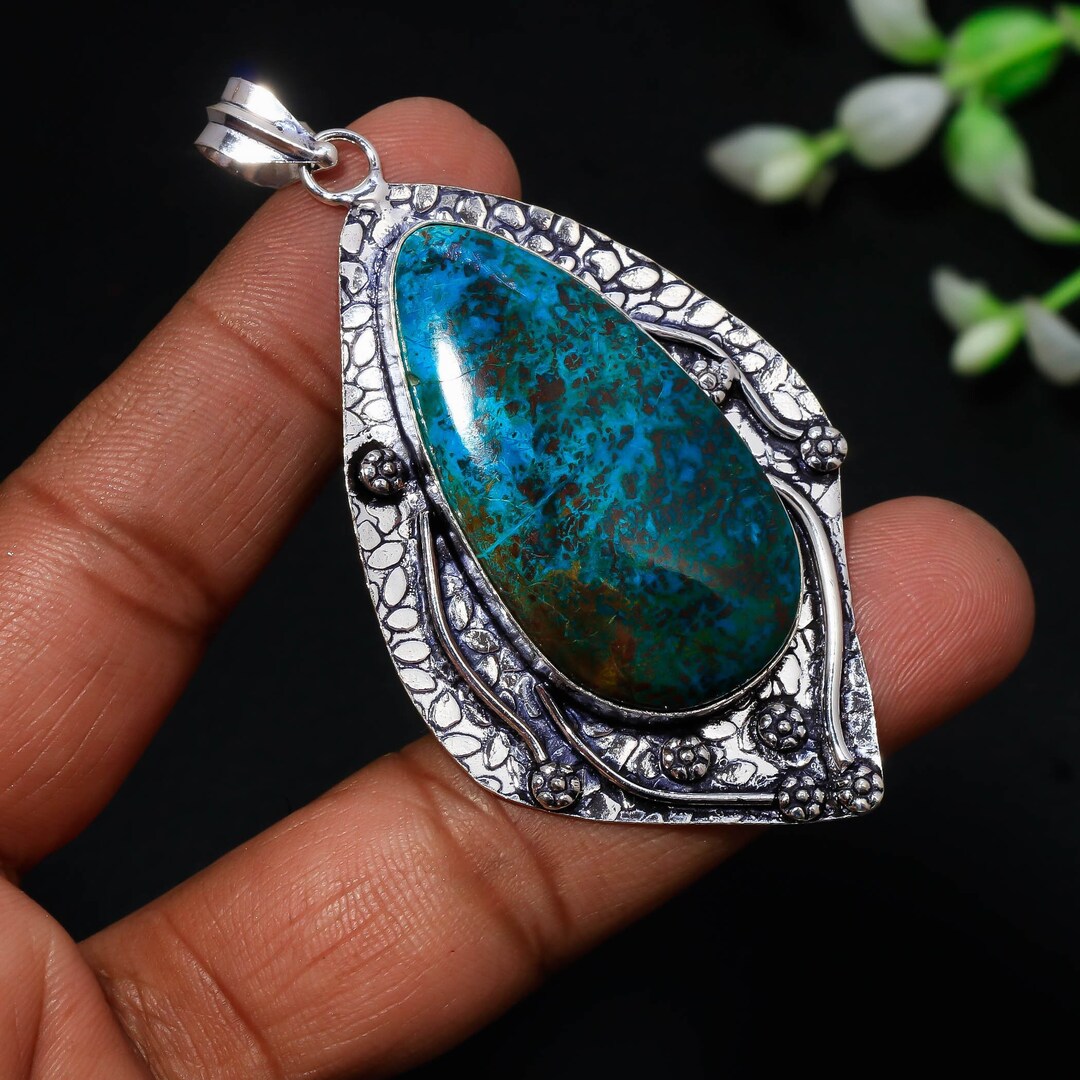 Antique Natural Shattuckite Pendant, Gemstone Pendant, Green Pendant ...