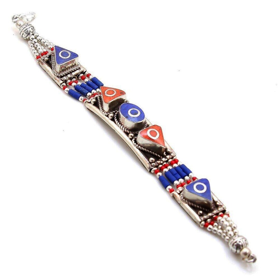Antique Design Lapis Lazuli, Red Coral Bracelet 8 Nepalese Bracelet ...