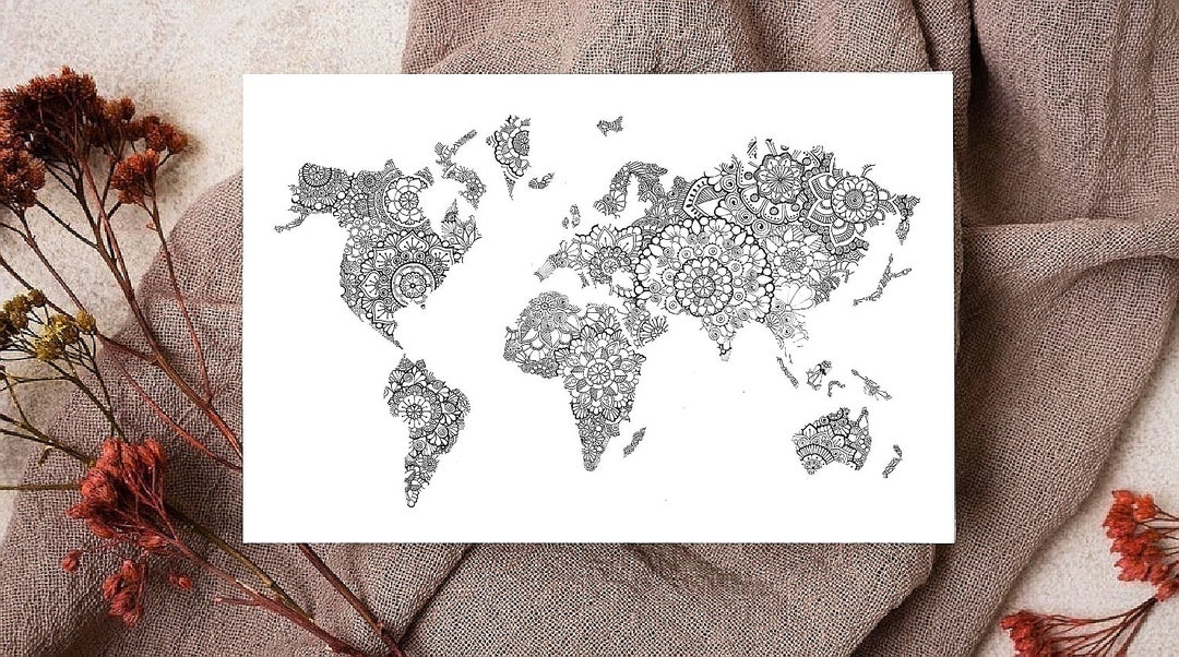World Maps Mandala A4 as PDF - Etsy