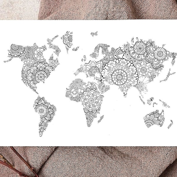Mandala World Map - Etsy