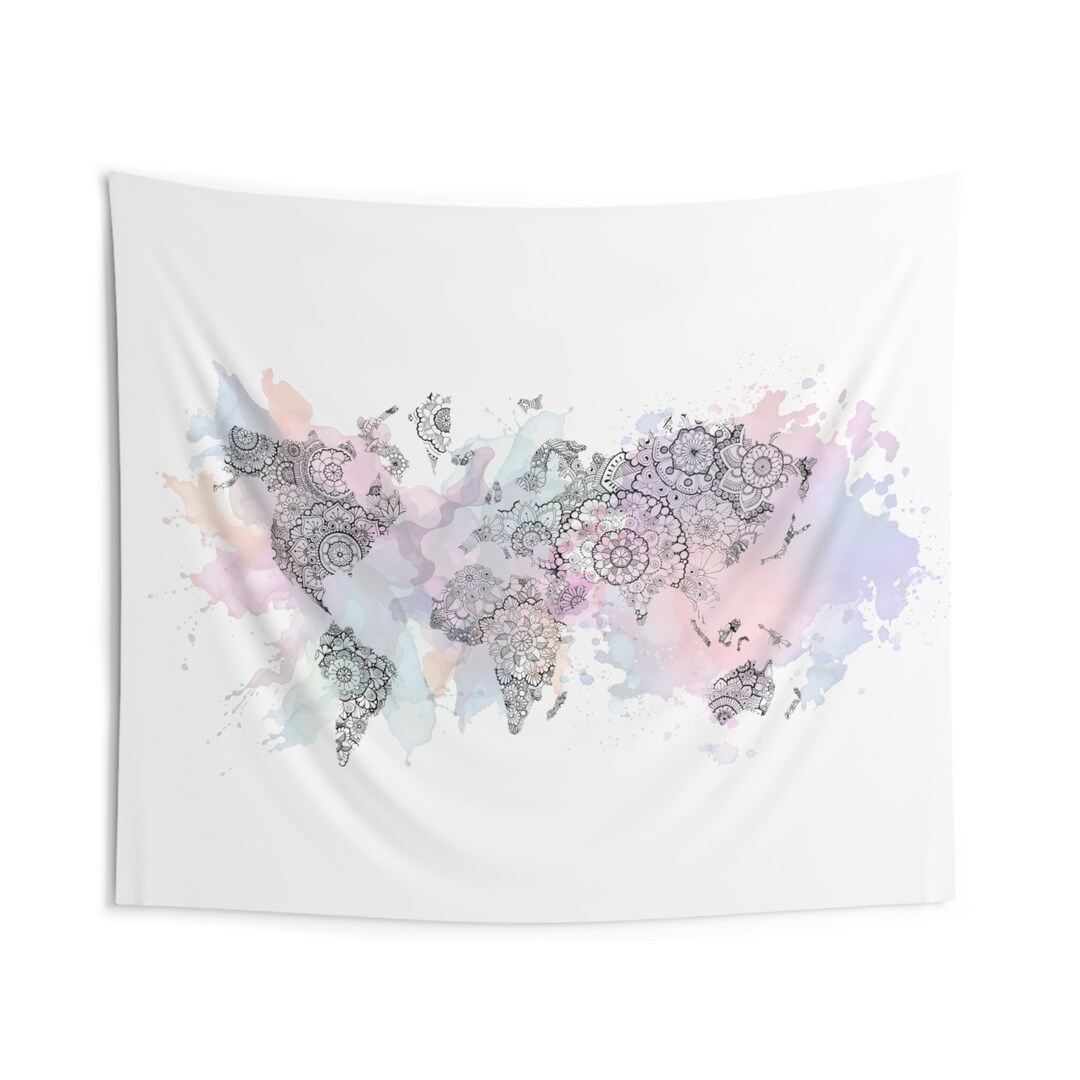 Color Splash World Map Indoor Wall Tapestries - Etsy