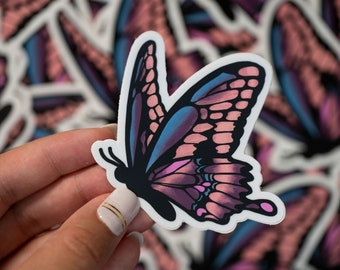 Butterfly - Pink/blue - Vinyl Sticker - Etsy