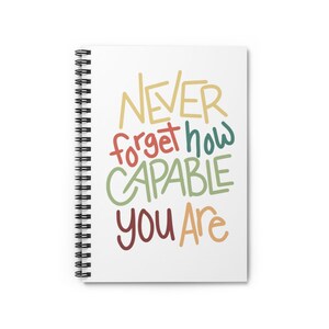Motivational Spiral Notebook - Never Forget How Capable You Are - Ruled ...