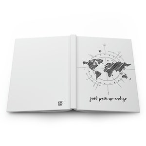 World Map Notebook - Line Art - Black & White Hardcover Journal Matte ...