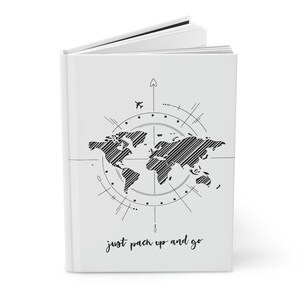 World Map Notebook - Line Art - Black & White Hardcover Journal Matte ...