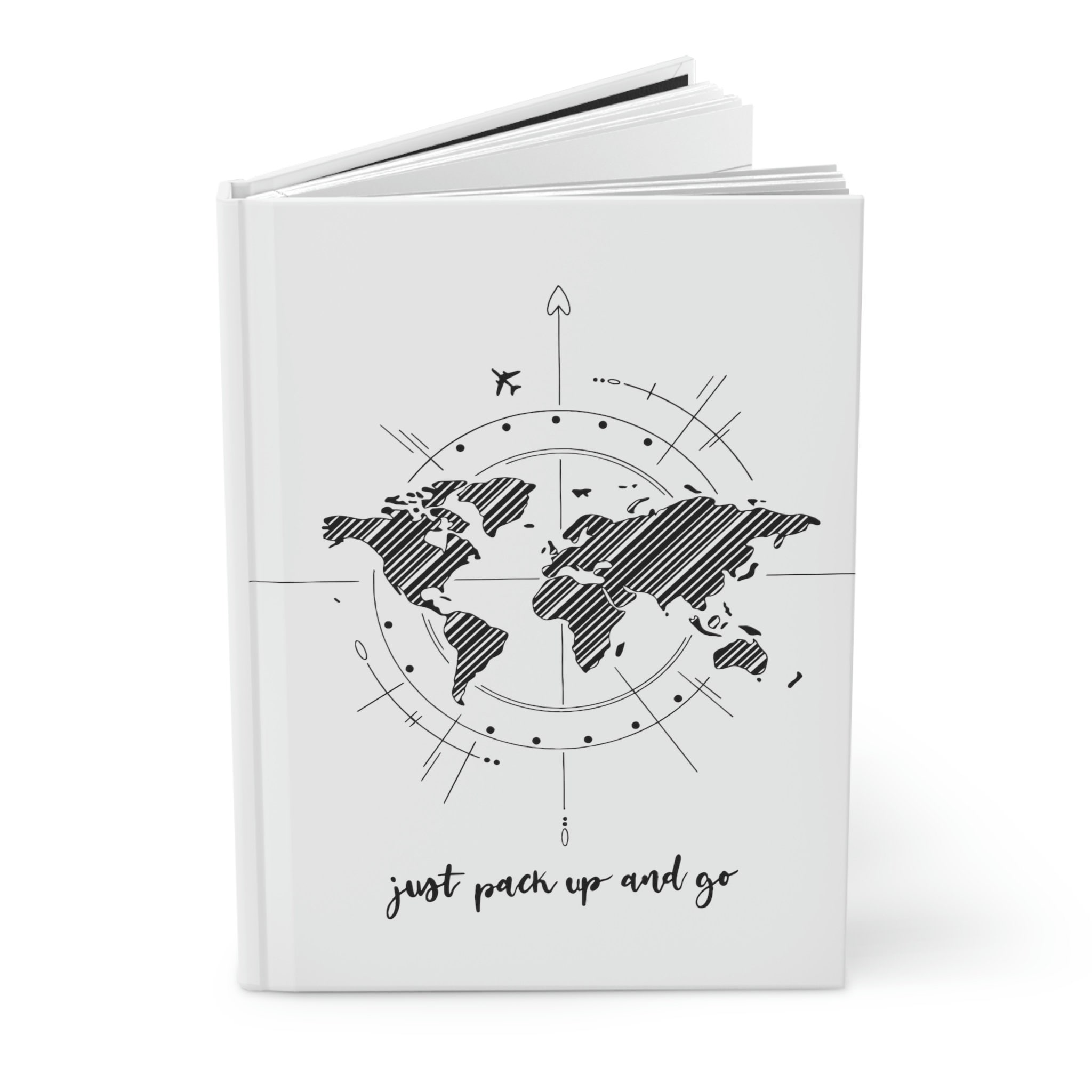 World Map Notebook - Line Art - Black & White Hardcover Journal Matte ...