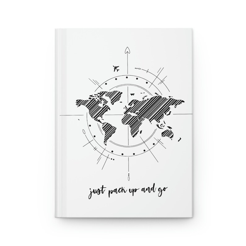 World Map Notebook - Line Art - Black & White Hardcover Journal Matte ...
