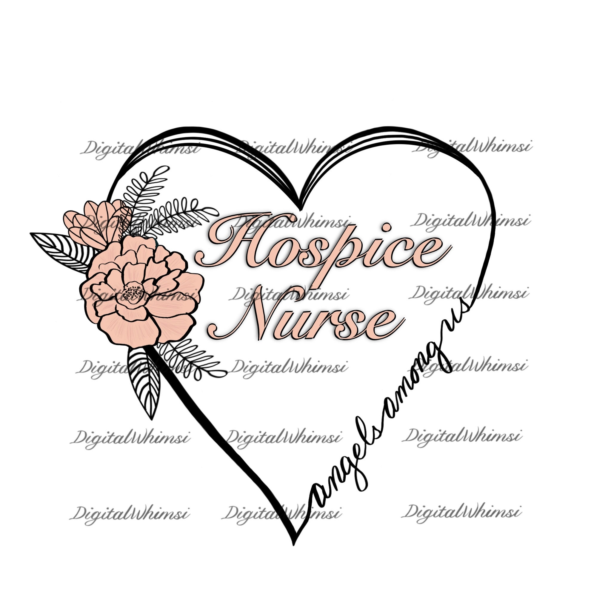 Hospice Nurse Angel Floral Heart PNG Sublimation - Etsy