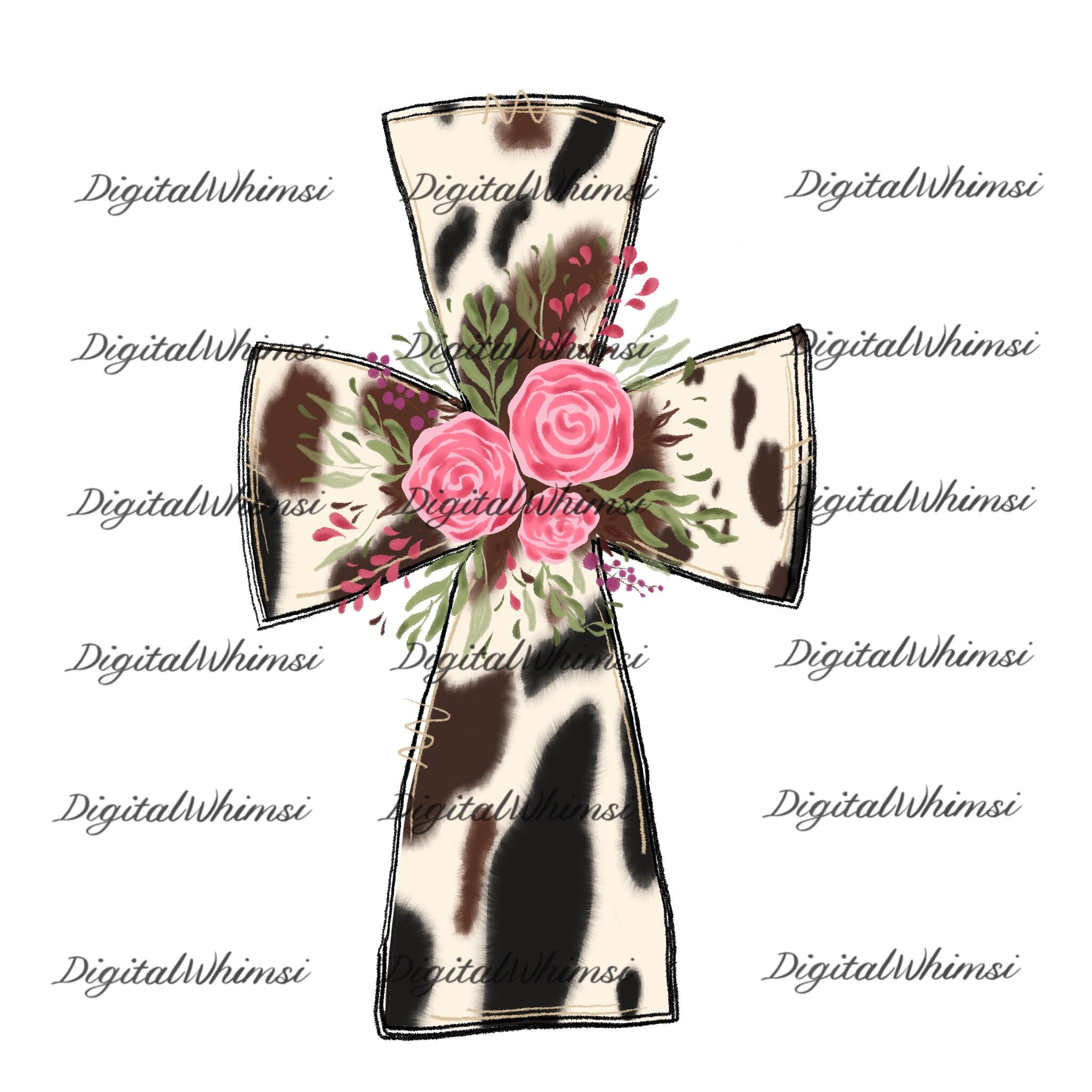Cross, Cow Print, Floral Cow Print Cross, Easter, Mothers Day ...