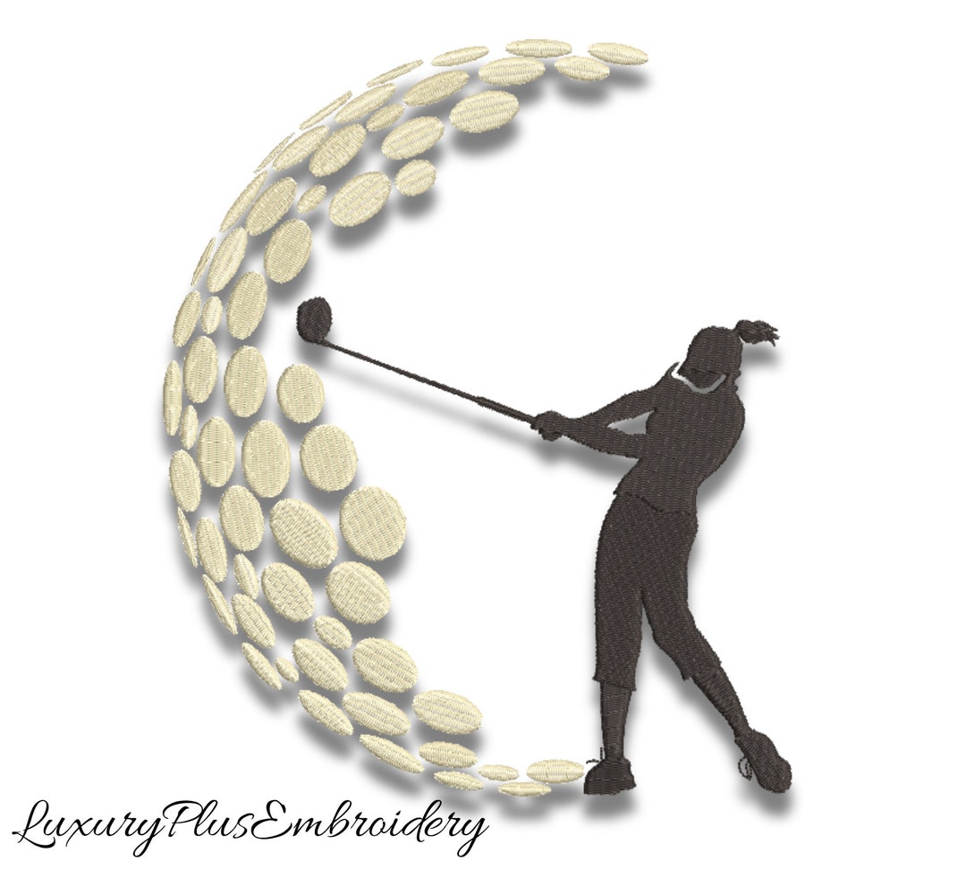 Female Golfer Embroidery Designs Machine Sport Pes Pattern Instant ...