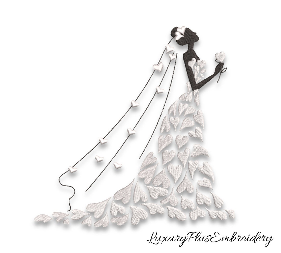 Bride Embroidery Machine Designs Heart Girl Marriage Love Instant ...